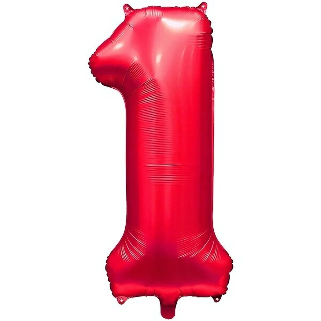Шар фольгированный 32'/81см «Цифра 1», красный, блестящий, для праздников