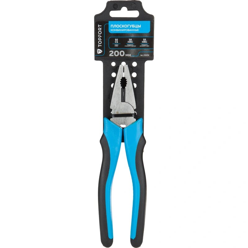 Плоскогубцы 200 мм Topfort из углеродистой стали с ручкой из ПВХ