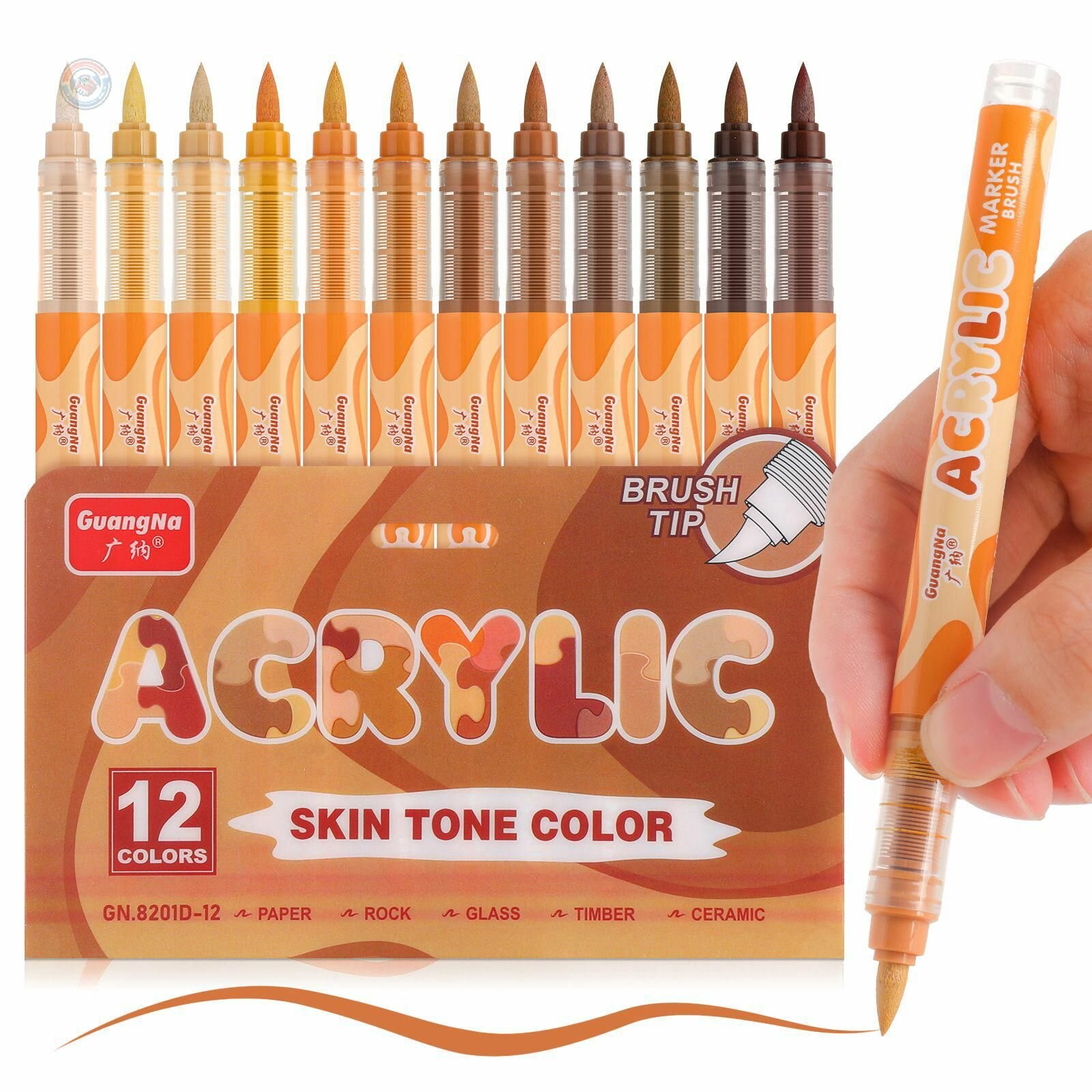Набор акриловых маркеров "Оттенки кожи" с мягким наконечником и автоподачей чернил водостойкие, быстросохнущие, светостойкие для художников и дизайнеров