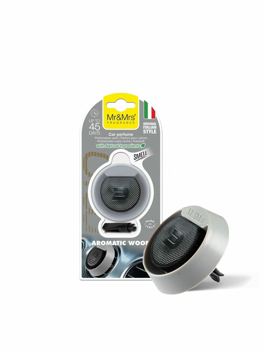 Ароматизатор для автомобиля Mr&Mrs Fragrance, MIO ROUND, AROMATIC WOOD (душистая древесина) / Ароматизатор автомобильный