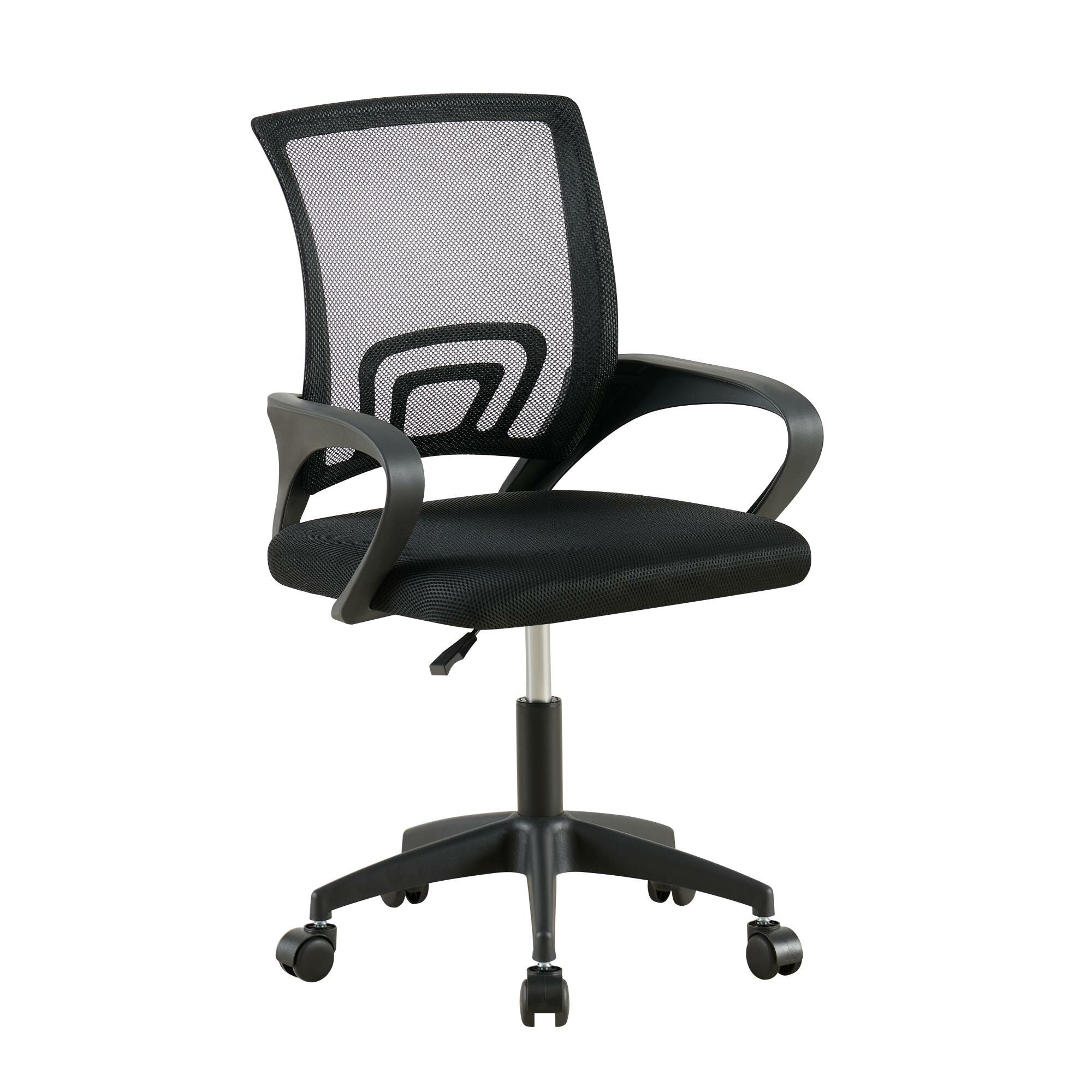 Кресло офисное TopChairs Simple SN STOOL GROUP черный, ткань и пластик, мягкое сиденье, с подлокотниками