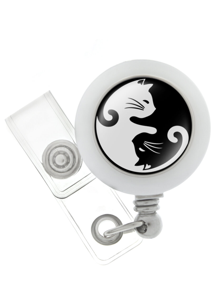 Держатель TINA BOLOTINA , для бейджа, с ретрактором, серебристый, коты