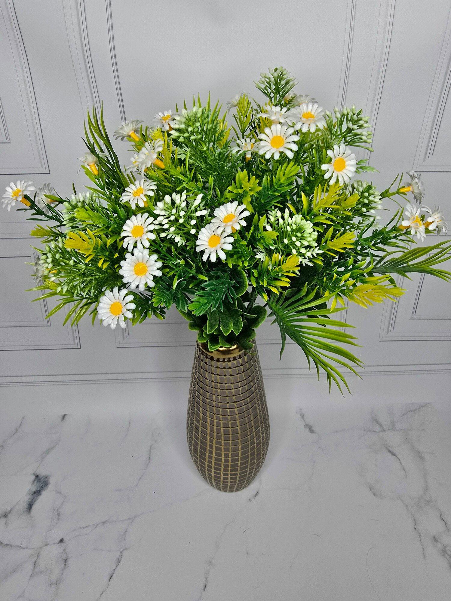 Букет искусственных ромашек "Holodilova", пластик, белый цвет, высота 45 см