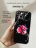 Чехол на Apple iPhone 15 / Айфон 15 с принтом "Букет на черном мраморе"