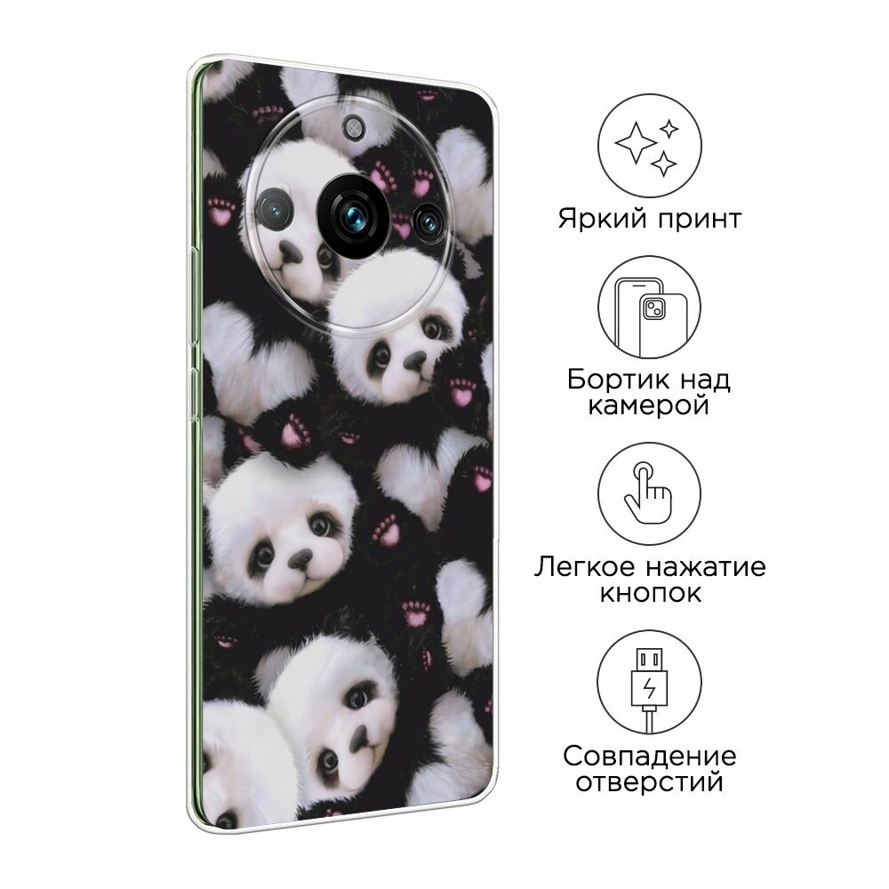 Чехол на Realme 11 Pro / Реалми 11 Про с принтом "Море панд" — фото 1