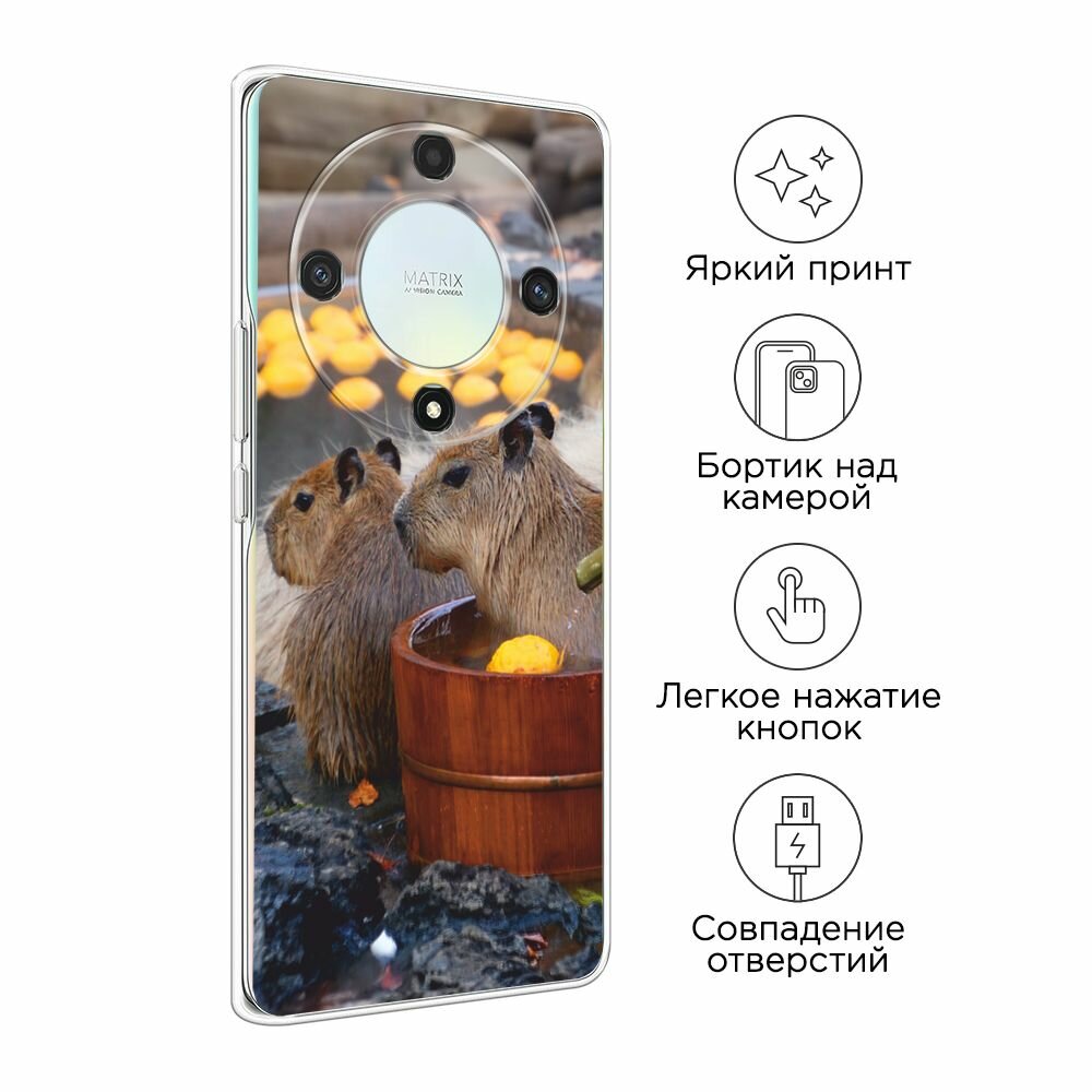 Чехол на Honor X9A / Хонор X9A с принтом "Капибары отмокают" — фото 1