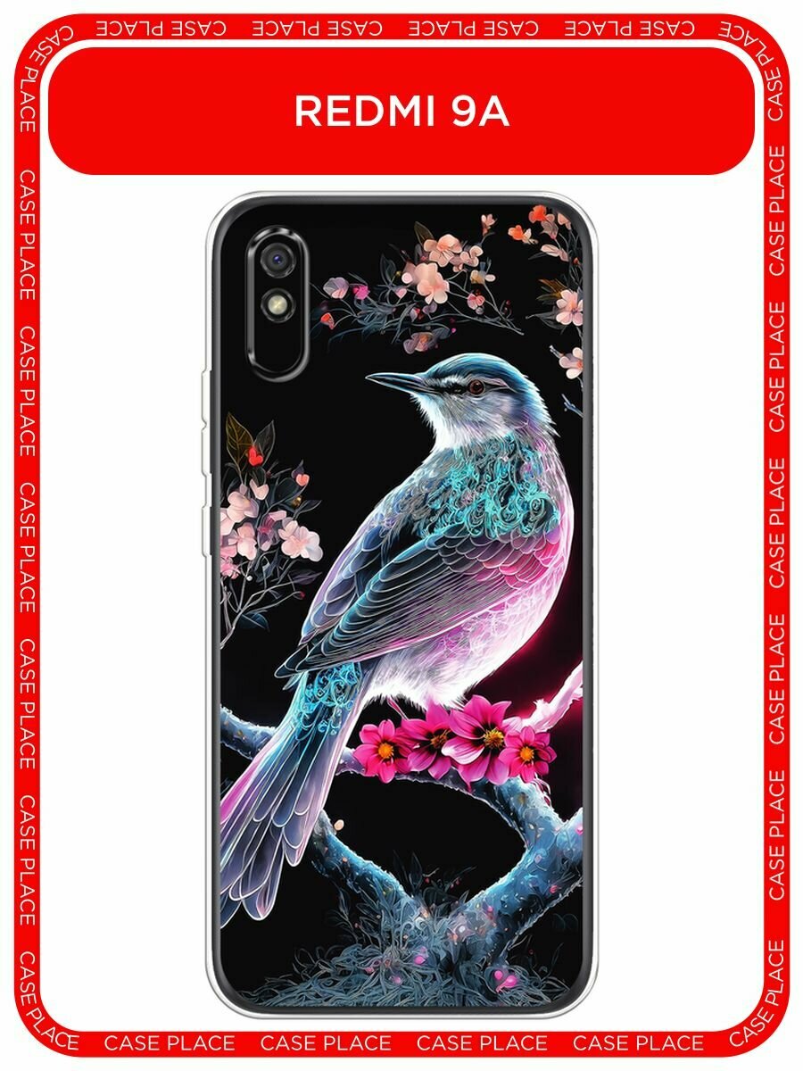 Чехол на Xiaomi Redmi 9A / Сяоми Редми 9А с принтом "Птица на цветущем дереве"