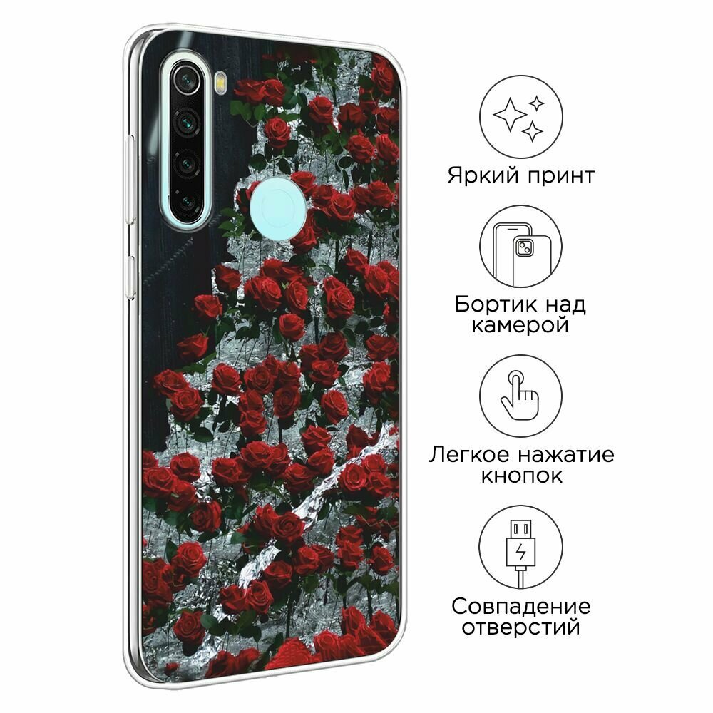 Чехол на Xiaomi Redmi Note 8 / Сяоми Редми Нот 8 с принтом Цветущие алые розы — фото 1