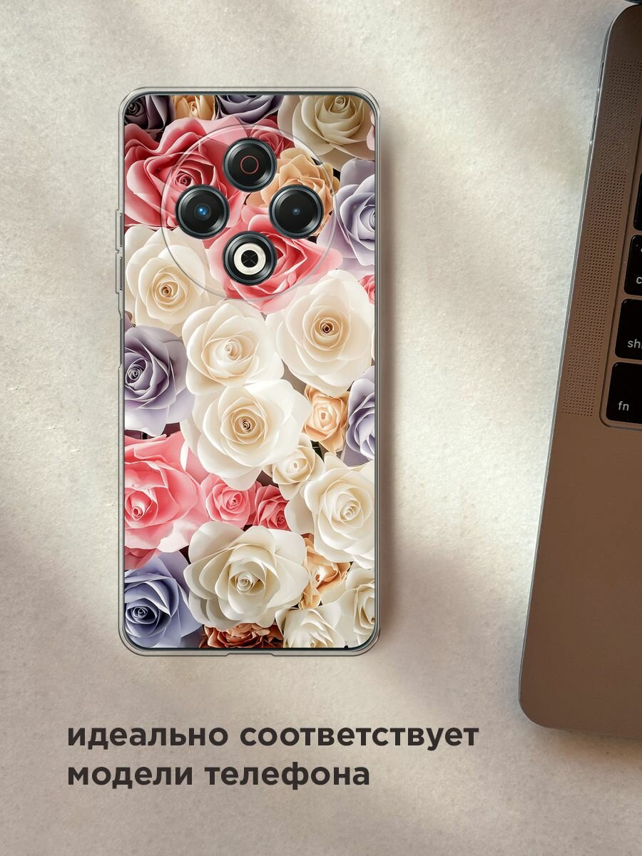 Чехол на Tecno Spark 30 / Текно Спарк 30 с принтом "Пастельные розы" — фото 1