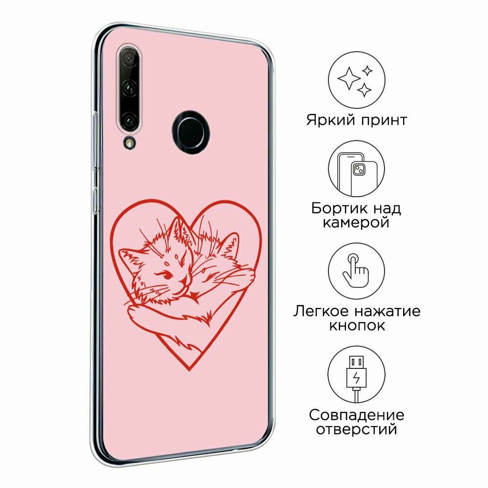 Чехол на Honor 10i/20 Lite 2019/20e/Huawei P Smart Plus 2019 с принтом "Влюблённые котики рисунок 1 - 14 февраля" — фото 1