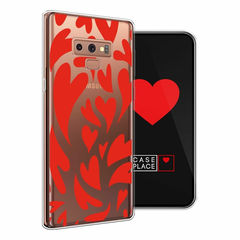 Чехол на Samsung Galaxy Note 9 / Самсунг Галакси Нот 9 с принтом "Crazy hearts 2 - 14 февраля", прозрачный — фото 1