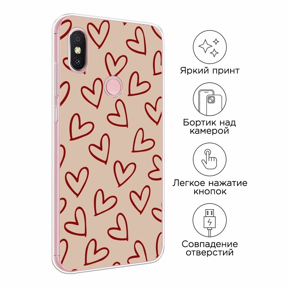 Чехол на Xiaomi Redmi S2 (Redmi Y2) / Сяоми Редми С2 (Редми Y2) с принтом "Little hearts doodles 1 - 14 февраля" — фото 1