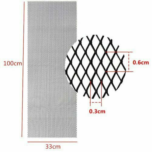 Решетка радиатора для гоночного автомобиля из алюминия, 100 x 33 см, 3x6 мм, ромбовидная сетка, черная
