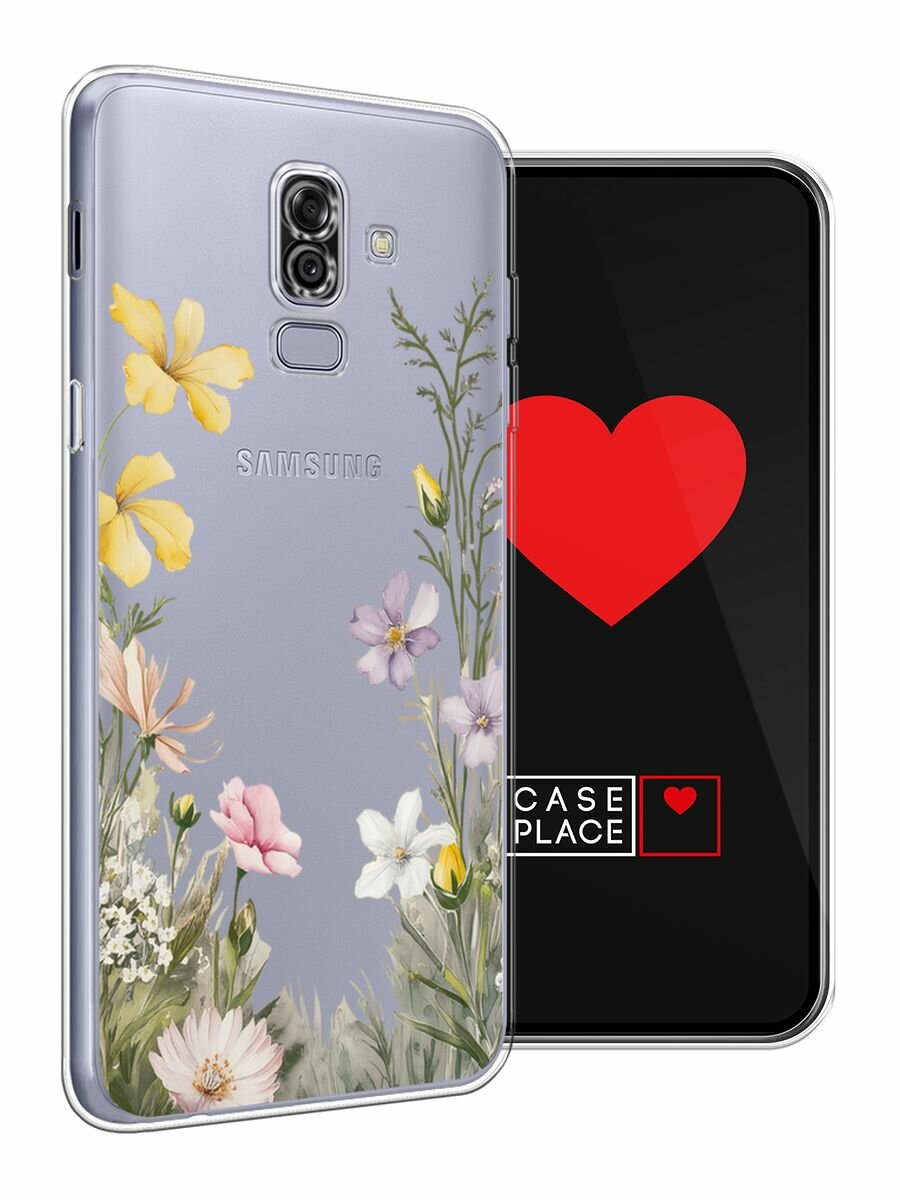 Чехол на Samsung Galaxy J8 / Самсунг Галакси Джей 8 с принтом "Летний винтаж 2", прозрачный — фото 1