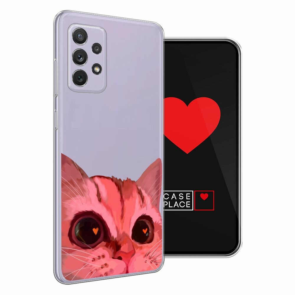 Чехол на Samsung Galaxy A73 / Самсунг Галакси А73 с принтом "Affectionate cat - 8 марта", прозрачный — фото 1