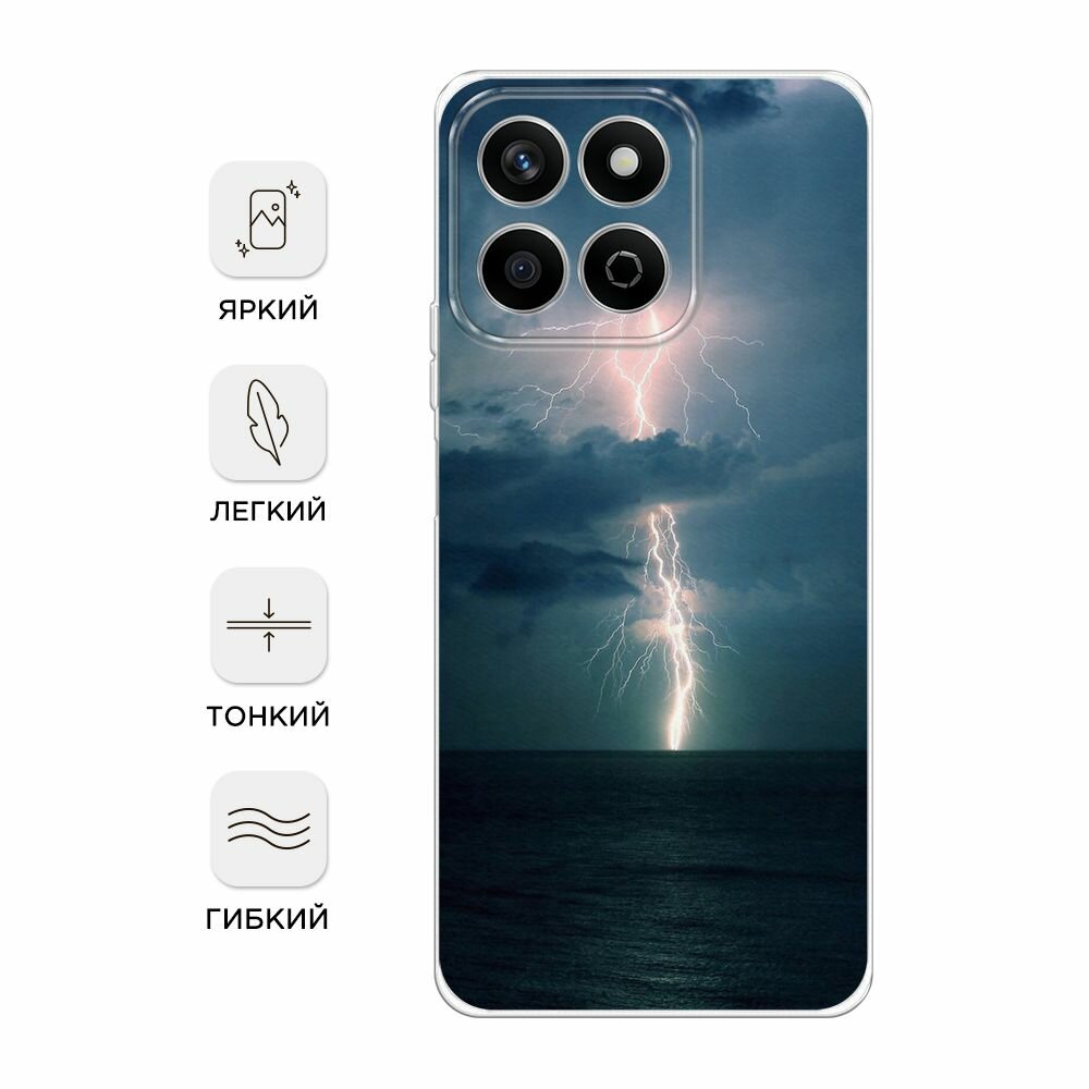 Силиконовый чехол на Honor X7c / Хонор X7c с принтом "Молния 1" — фото 1