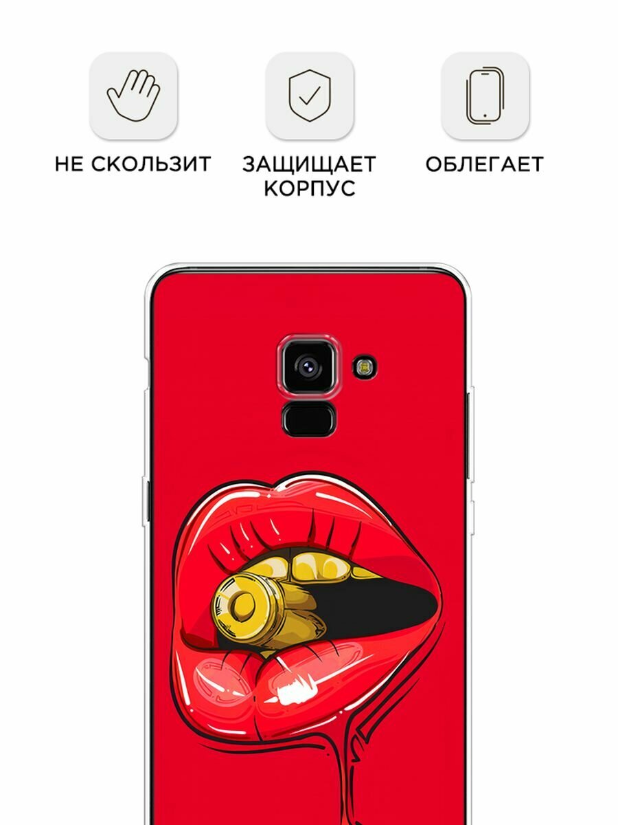 Чехол на Samsung Galaxy A8 + / Самсунг Галакси А8 Плюс 2018 с принтом губы и пуля 1 — фото 1