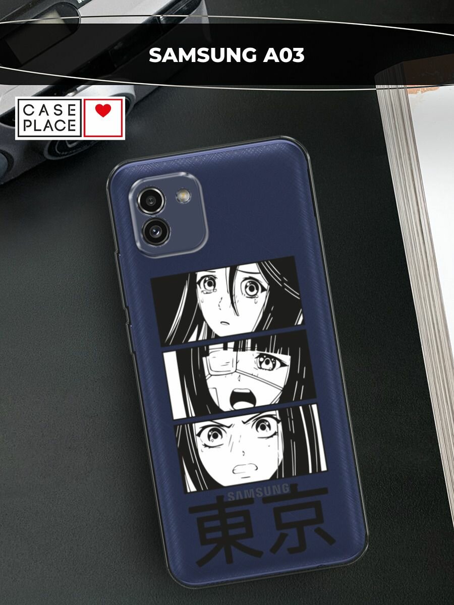 Чехол на Samsung Galaxy A03 / Самсунг Галакси А03 с принтом "Tokyo girls", прозрачный