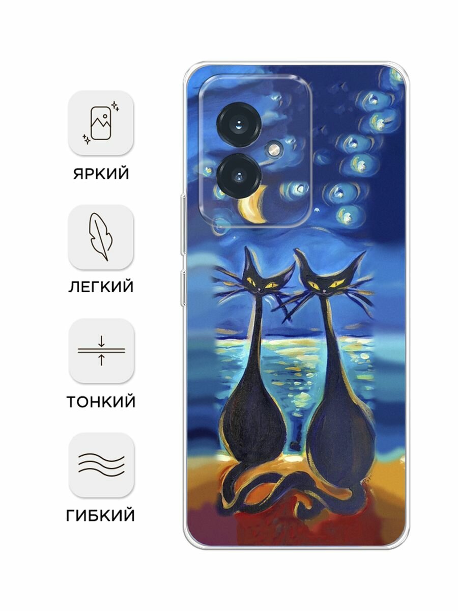 Чехол на Honor 100 / Хонор 100 с принтом "Влюбленные котики 7" — фото 1