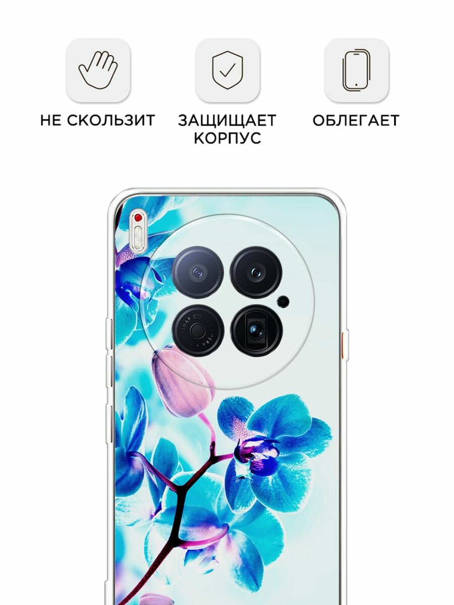 Чехол на Tecno Camon 40 Premier / Текно Камон 40 Премьер с принтом "Голубая орхидея" — фото 1