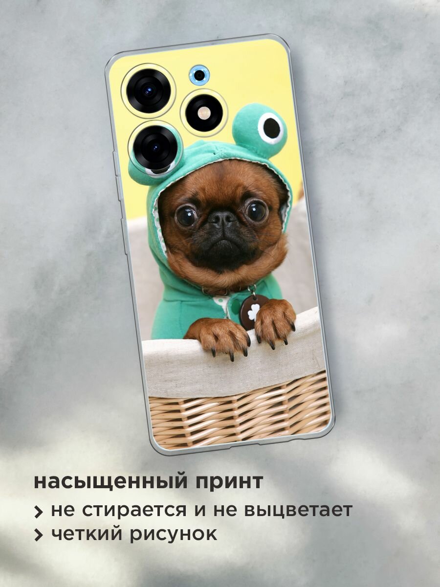 Чехол на Tecno Spark 10 Pro / Текно Спарк 10 Про с принтом "Собачка в шапке лягушки" — фото 1