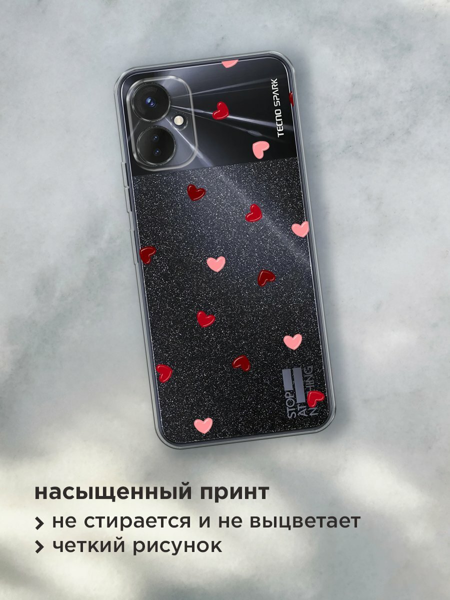 Чехол на Tecno Spark 9 Pro / Техно Спарк 9 Про с принтом "Бордовые сердечки 2" — фото 1