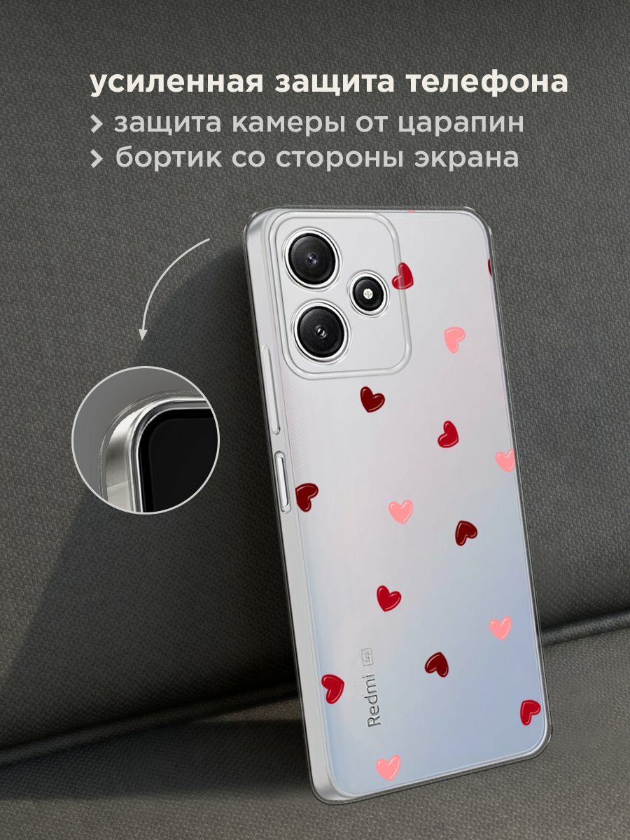 Чехол на Xiaomi Redmi 12 5G / Сяоми Редми 12 5G с принтом "Бордовые сердечки 2" — фото 1
