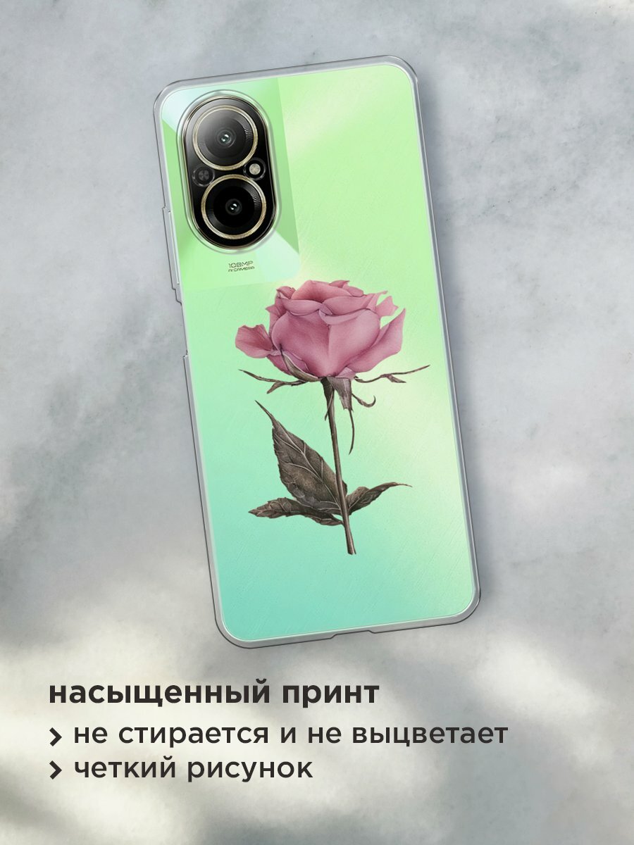 Чехол на Realme C67 4G / Реалми C67 4G с принтом "Меланхоличная роза", прозрачный — фото 1