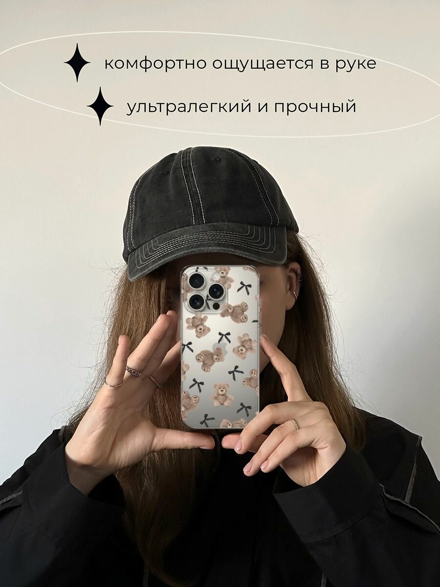 Чехол на Apple iPhone 16 Pro / Айфон 16 Про с принтом "Плюшовые мишки 2", прозрачный — фото 1