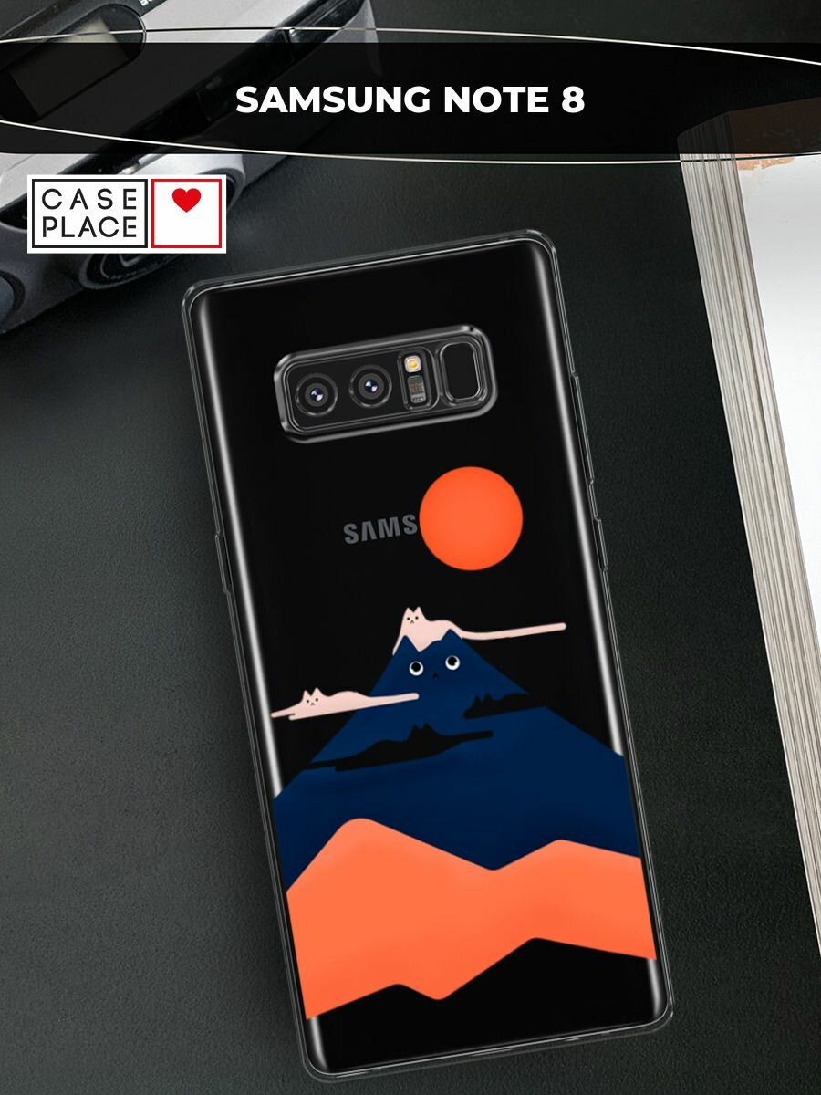 Чехол на Samsung Galaxy Note 8 / Самсунг Галакси Нот 8 с принтом "Кот-гора", прозрачный