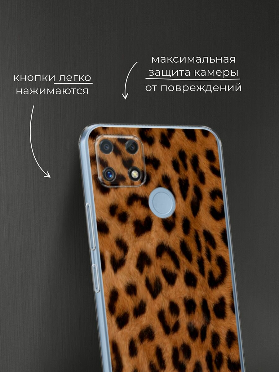 Чехол на Realme C25/C25s / Реалми С25/C25s с принтом "Мех леопарда" — фото 1