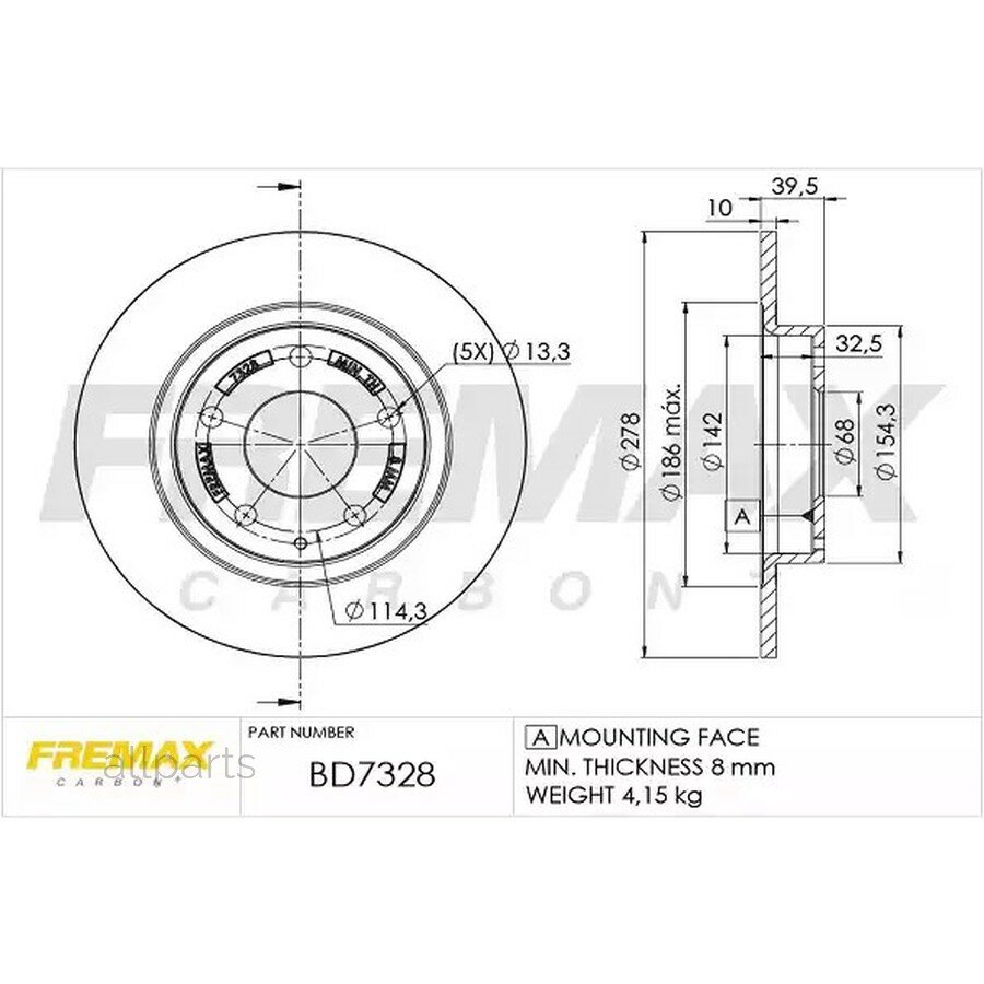 FREMAX BD7328 диск тормозной задний!\ Mazda 6 2.0/Skyactiv-G 12>