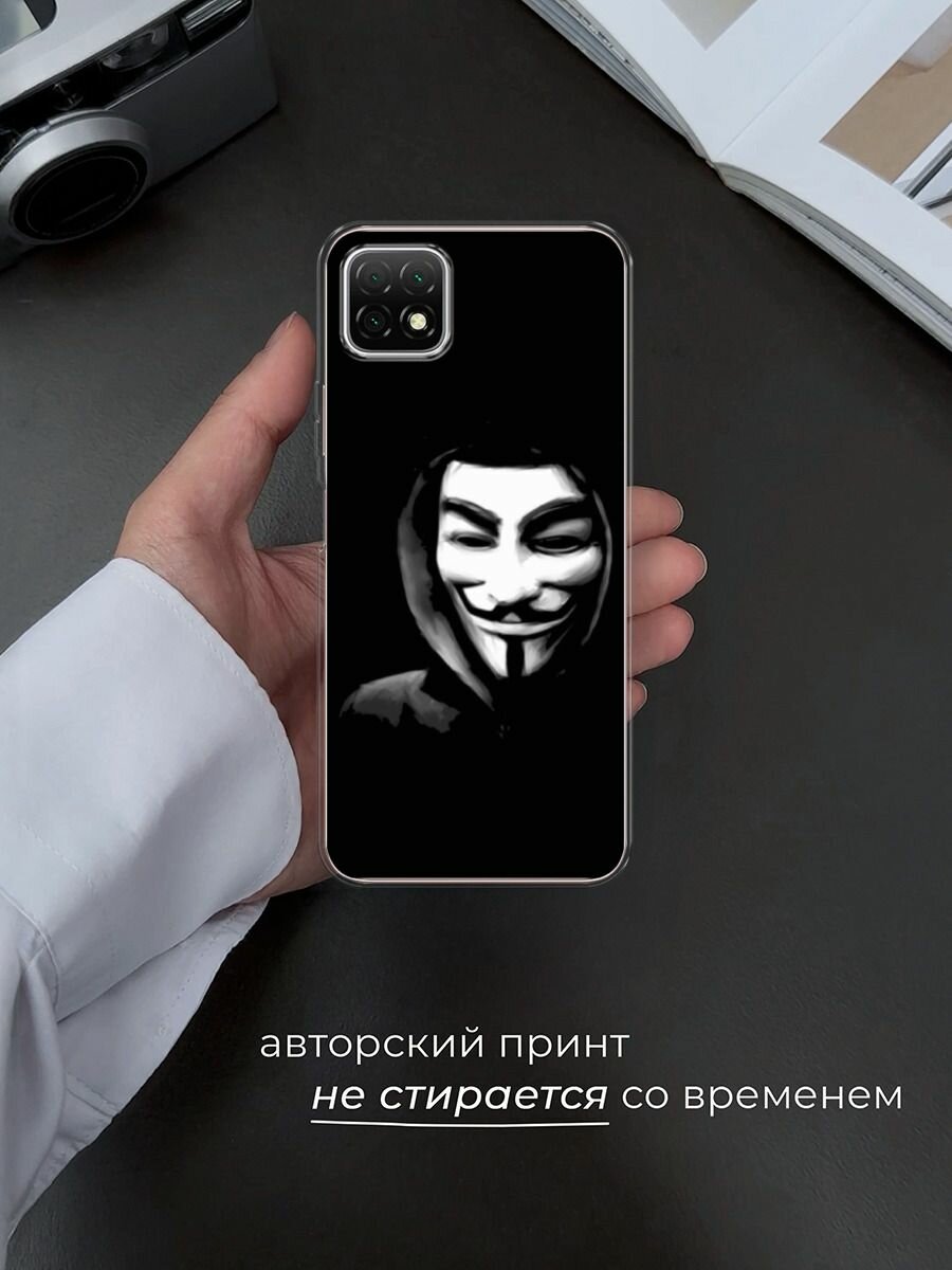 Силиконовый чехол на Wiko T3 / Вико Т3 с принтом "Анонимус" — фото 1