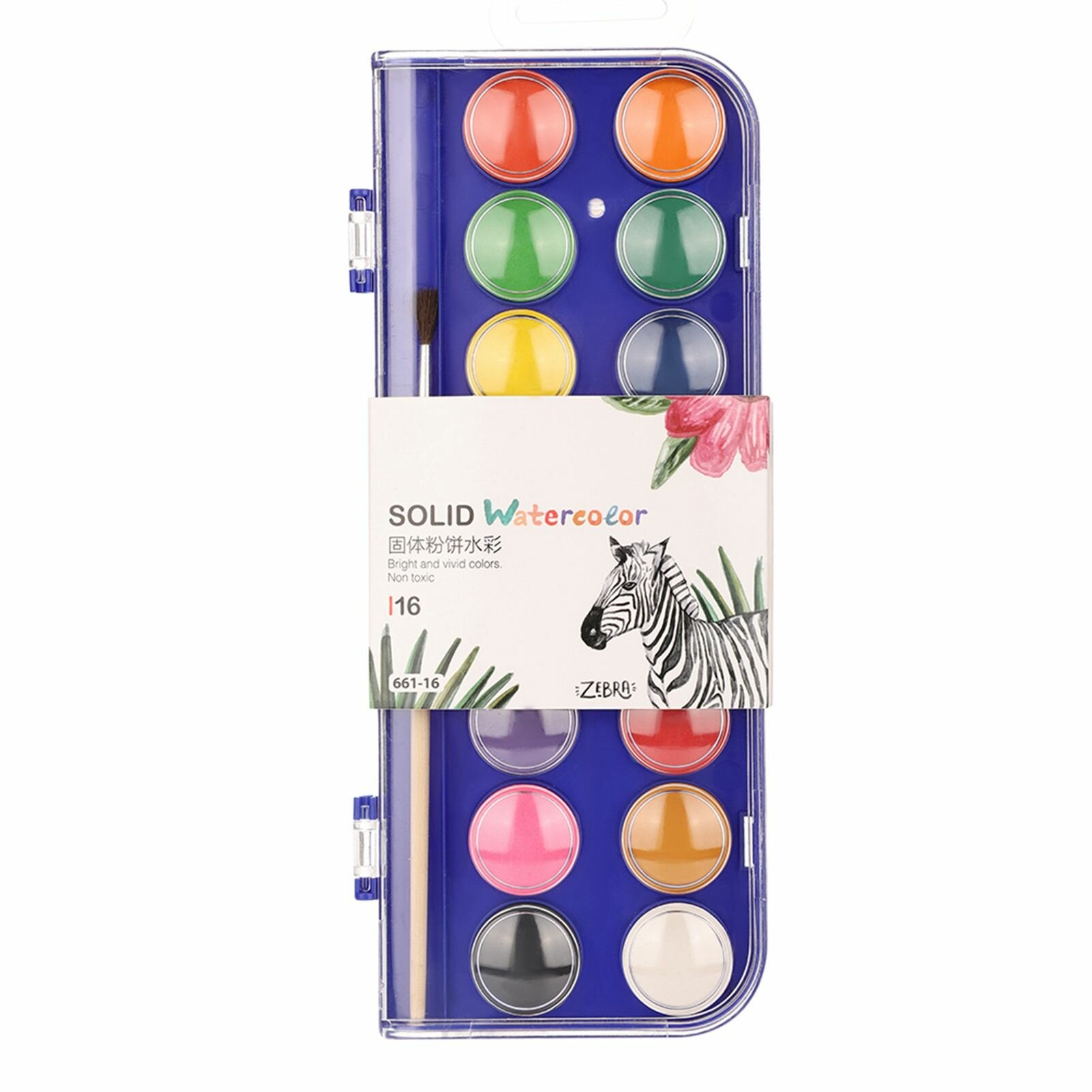 Акварельные краски в кюветах 16 цветов