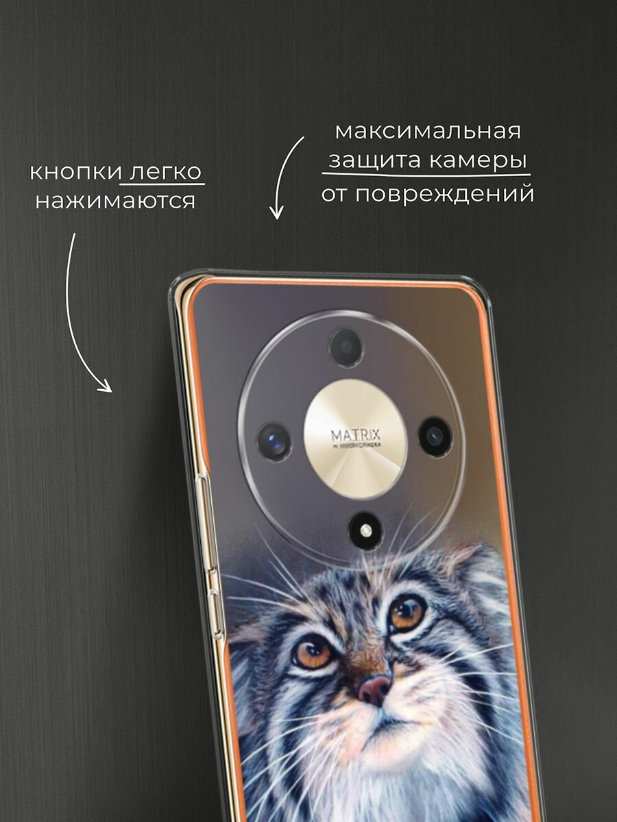 Силиконовый чехол на Honor X9b / Хонор X9B с принтом "Кот манул 2" — фото 1