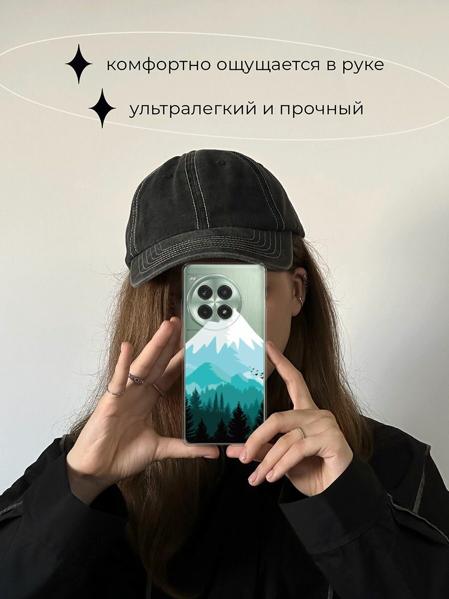 Чехол на OnePlus Ace 3 Pro / Ван Плас Эйс 3 Про с принтом "Синяя снежная гора", прозрачный — фото 1