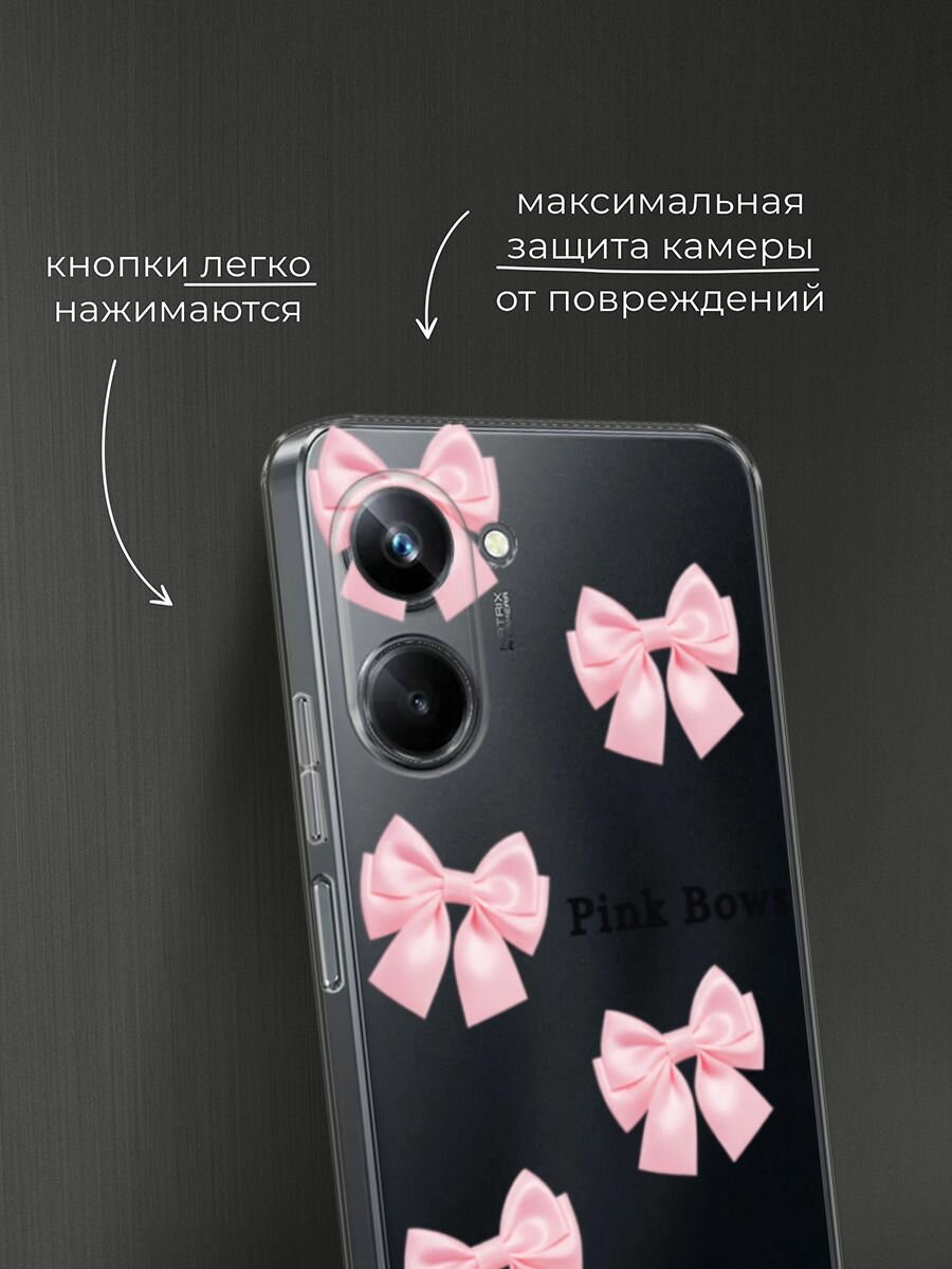 Чехол на Realme 10 Pro / Реалми 10 Про с принтом "Pink Bows", прозрачный — фото 1