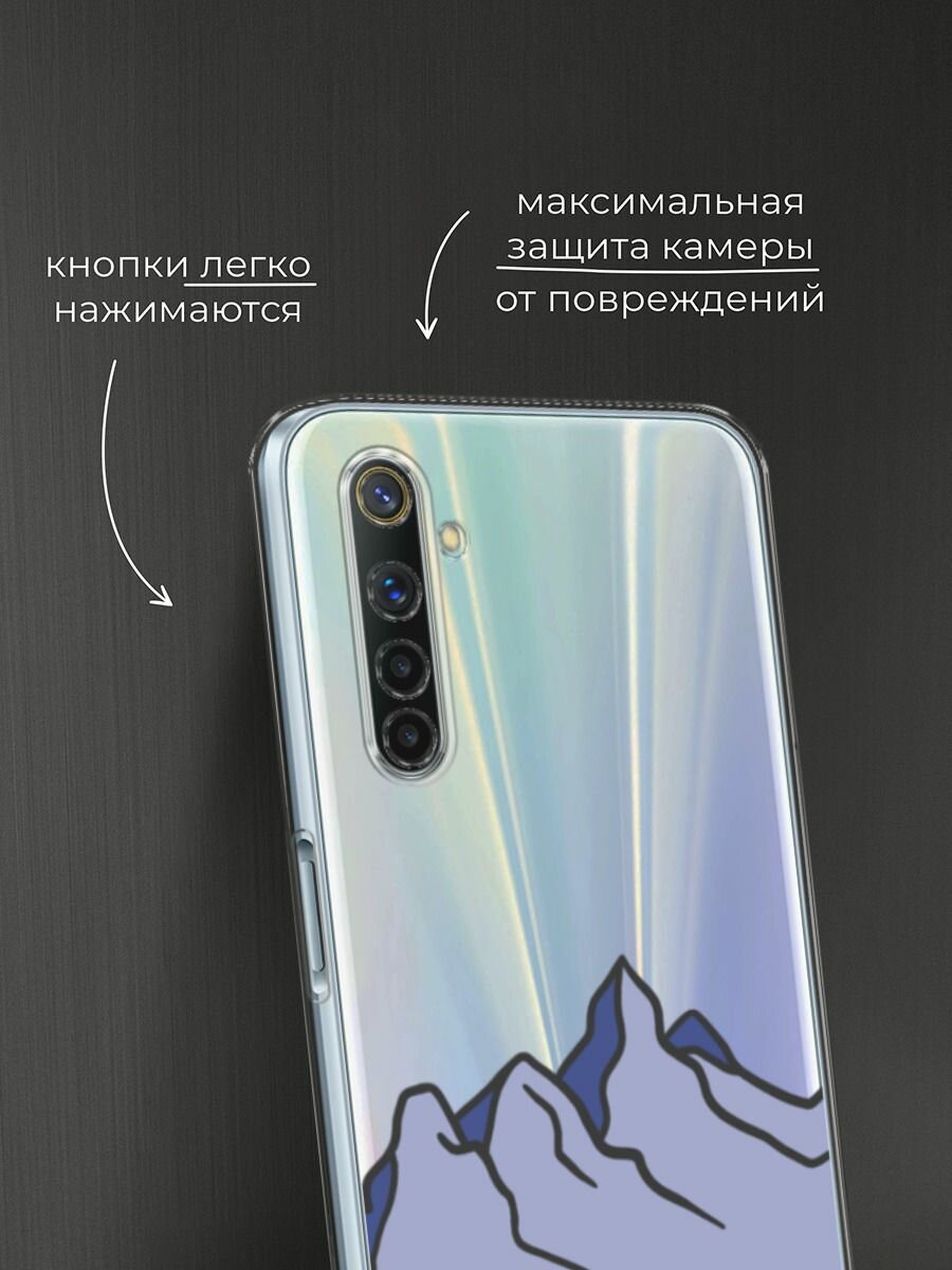 Силиконовый чехол на Realme 6 / Реалми 6 с принтом "Гора", прозрачный — фото 1