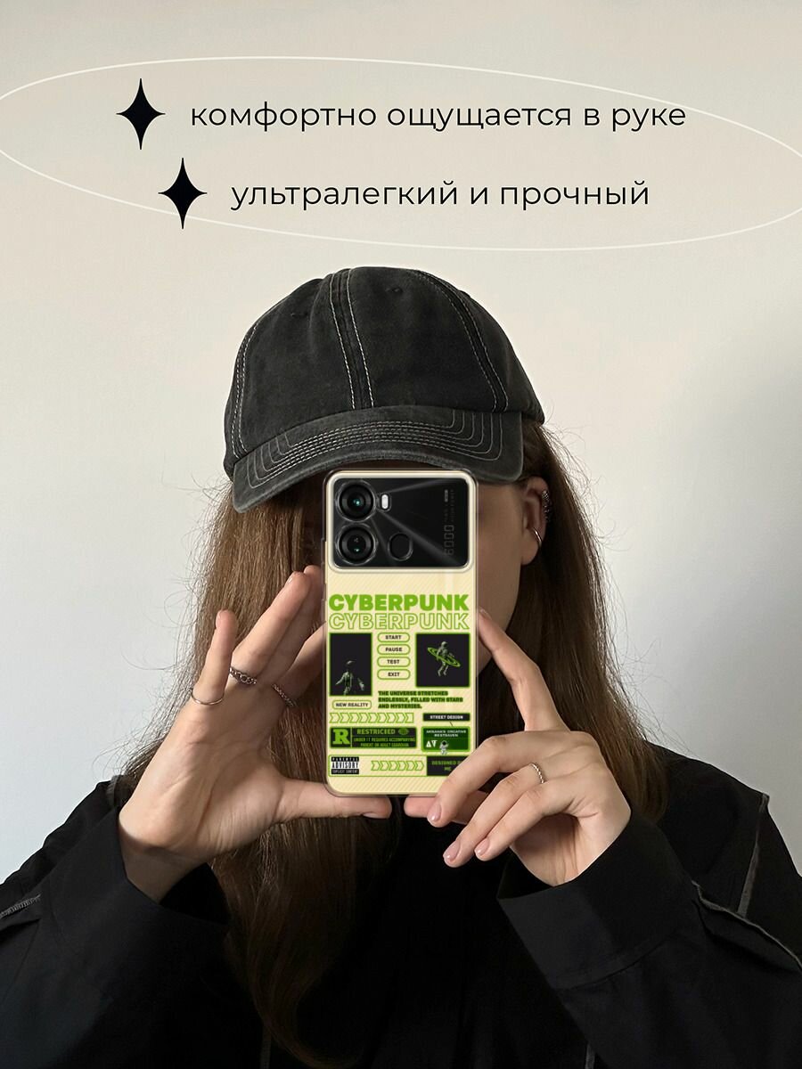 Чехол на Itel P40 / Ител P40 с принтом "Cyberpunk", прозрачный — фото 1