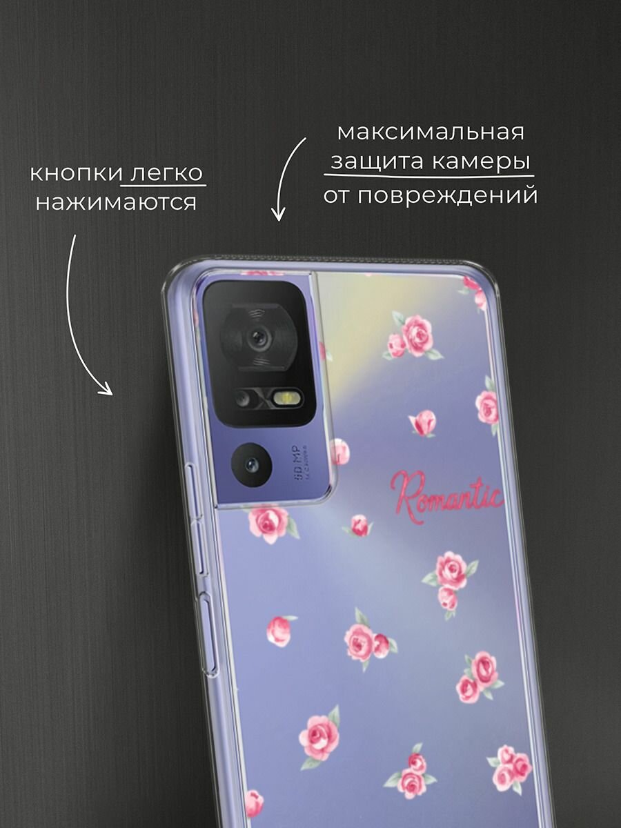 Чехол на TCL 40 SE / ТСЛ 40 SE с принтом "Romantic 2", прозрачный — фото 1