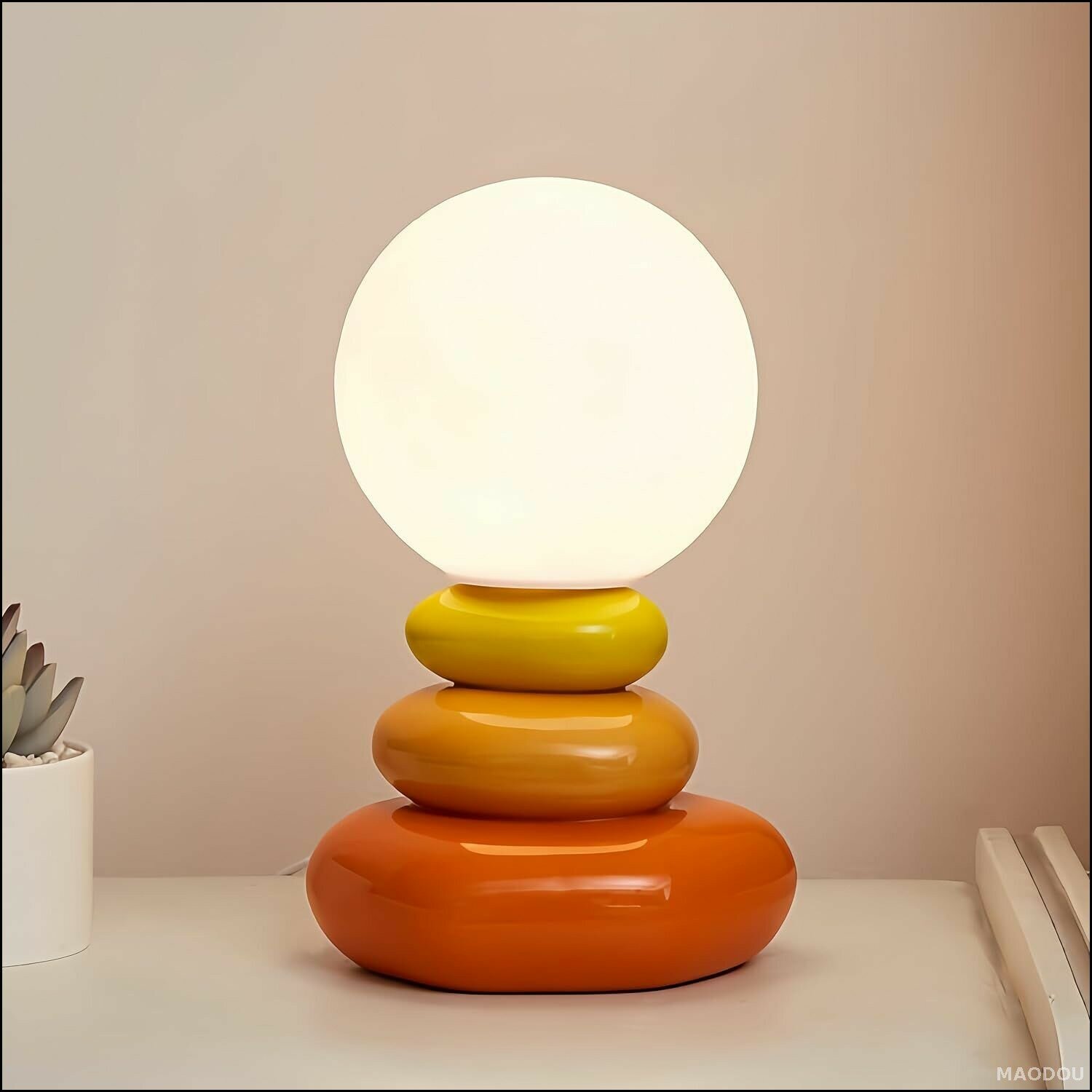 Штабелированная каменная керамическая настольная лампа, MAODOU