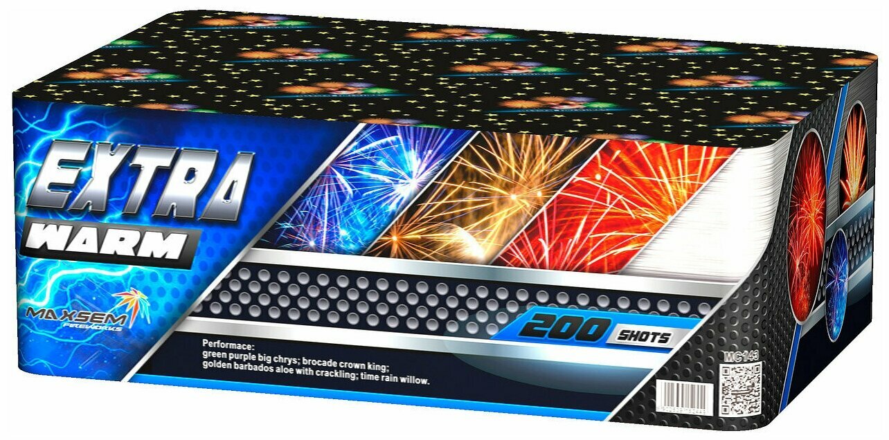 Фейерверк Maxsem Extra Warm MC143 на 200 залпов, 11 эффектов калибр 1