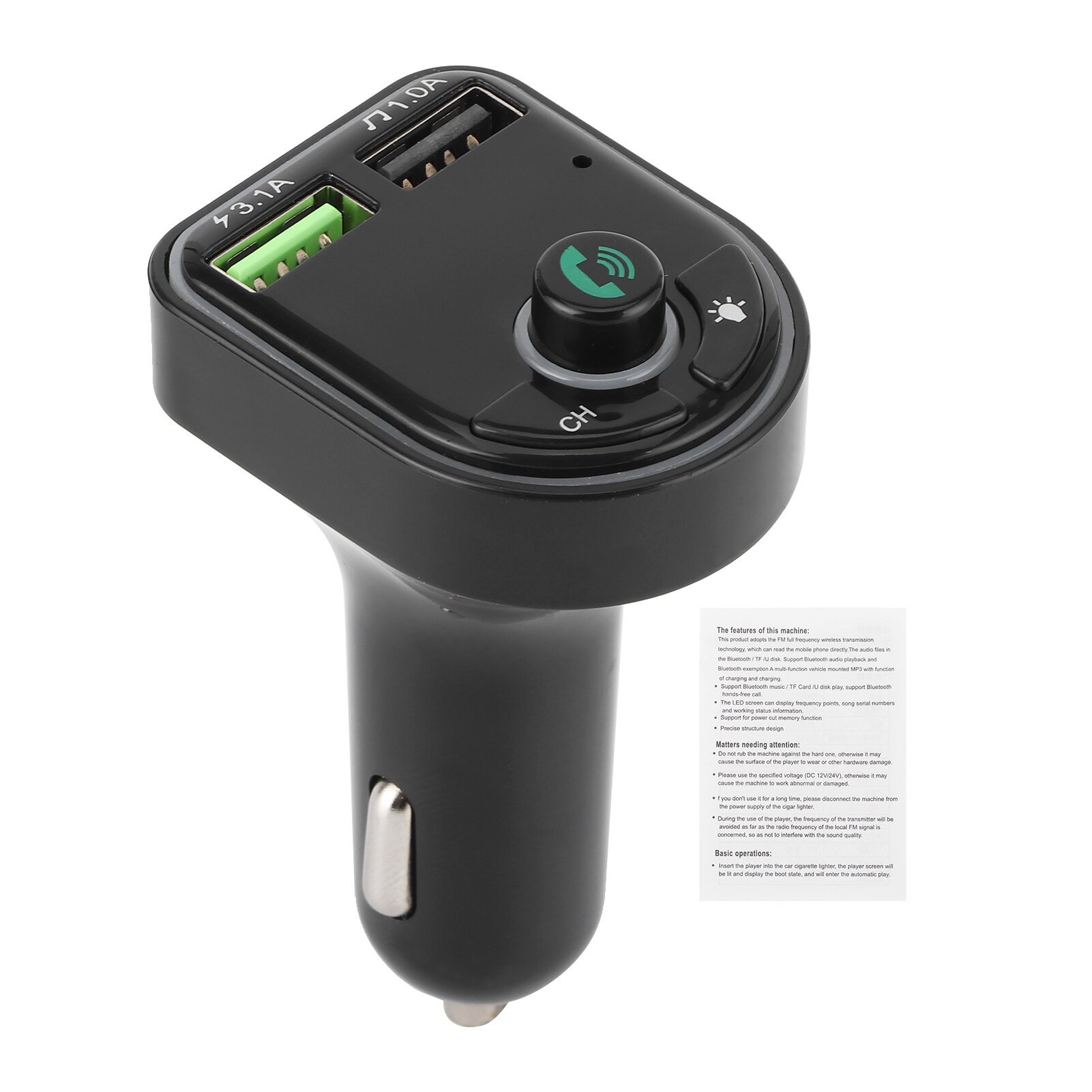 Универсальный автомобильный беспроводной Bluetooth-приемник MP3 USB-плеер с цветной подсветкой и быстрой зарядкой для телефона