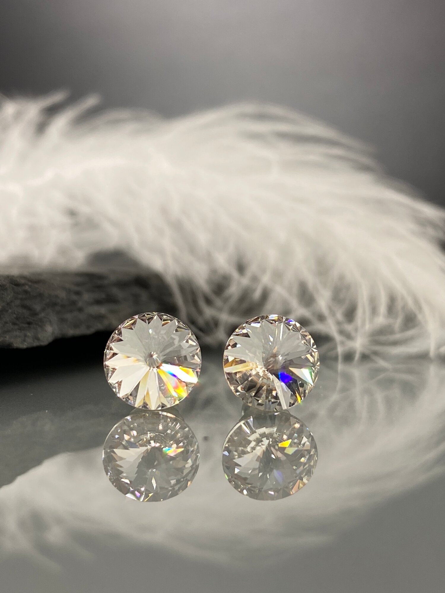 Серьги пусеты Amante crystal, кристаллы Swarovski, размер 8 мм, бесцветный — фото 1