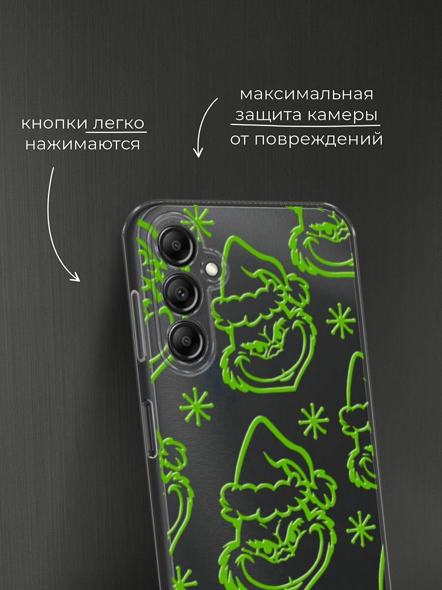 Чехол на Samsung Galaxy A15 / Самсунг А15 с принтом "Зеленый Гринч 3" — фото 1