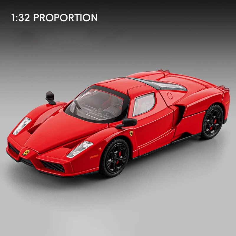 1:32 ENZO, модель спортивного автомобиля из сплава, литая под давлением металлическая гоночная машина, модель автомобиля, имитация звука и света, коллекция детских игрушек в подарок, Красный