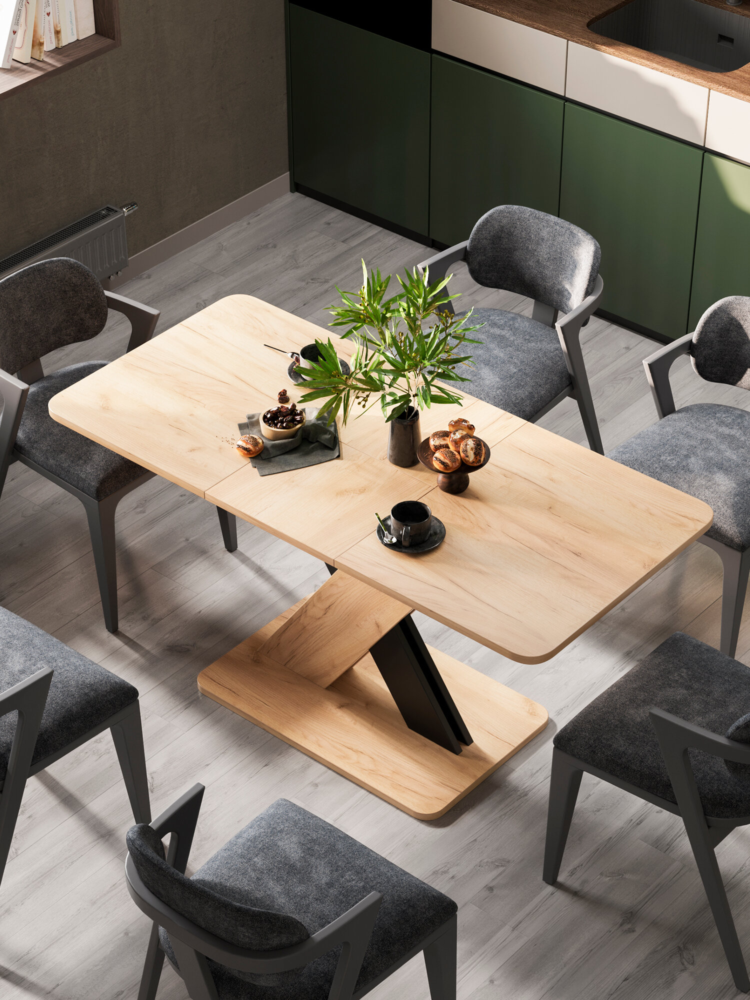 Стол обеденный FRENT Сохо дуб крафт золотой/черный, раздвижной, ЛДСП, 110х70х75,5 см