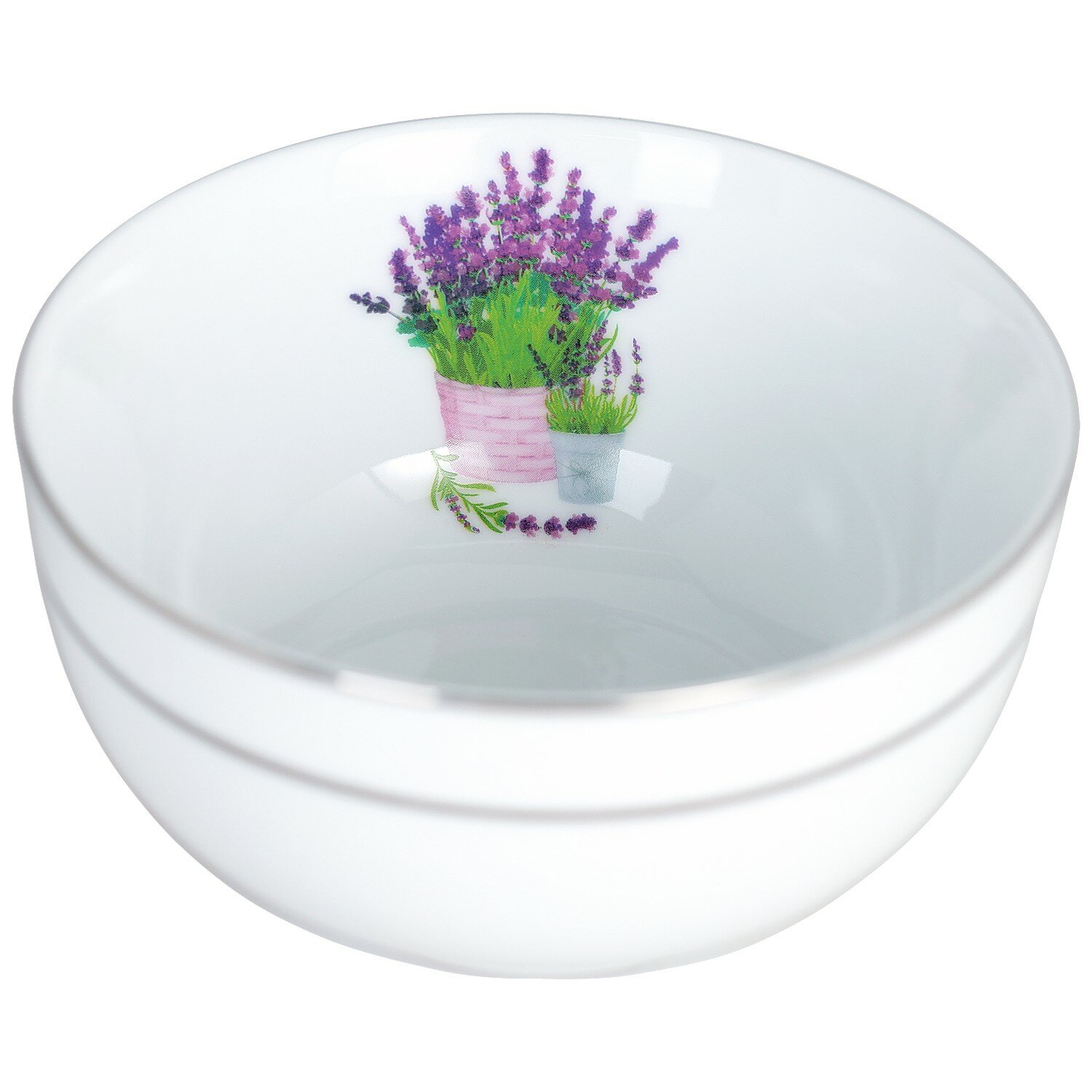 Лаванда Салатник с платиновой отводкой, 14 см, 600 мл, фарфор для сервировки стола