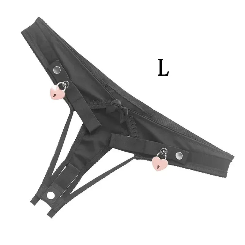 Черный G-string с замком L, ремни Chastity