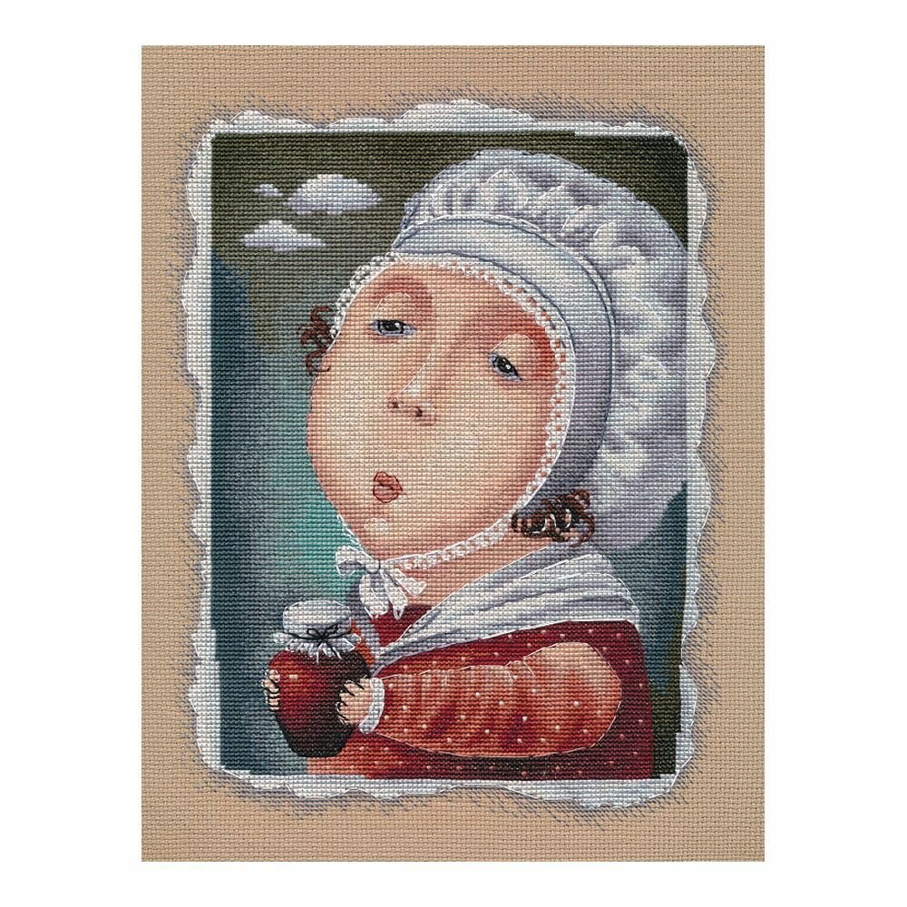 Набор для вышивания крестиком Овен "Горшочек со сметаной" 18х26 см Люди Еда Девушки